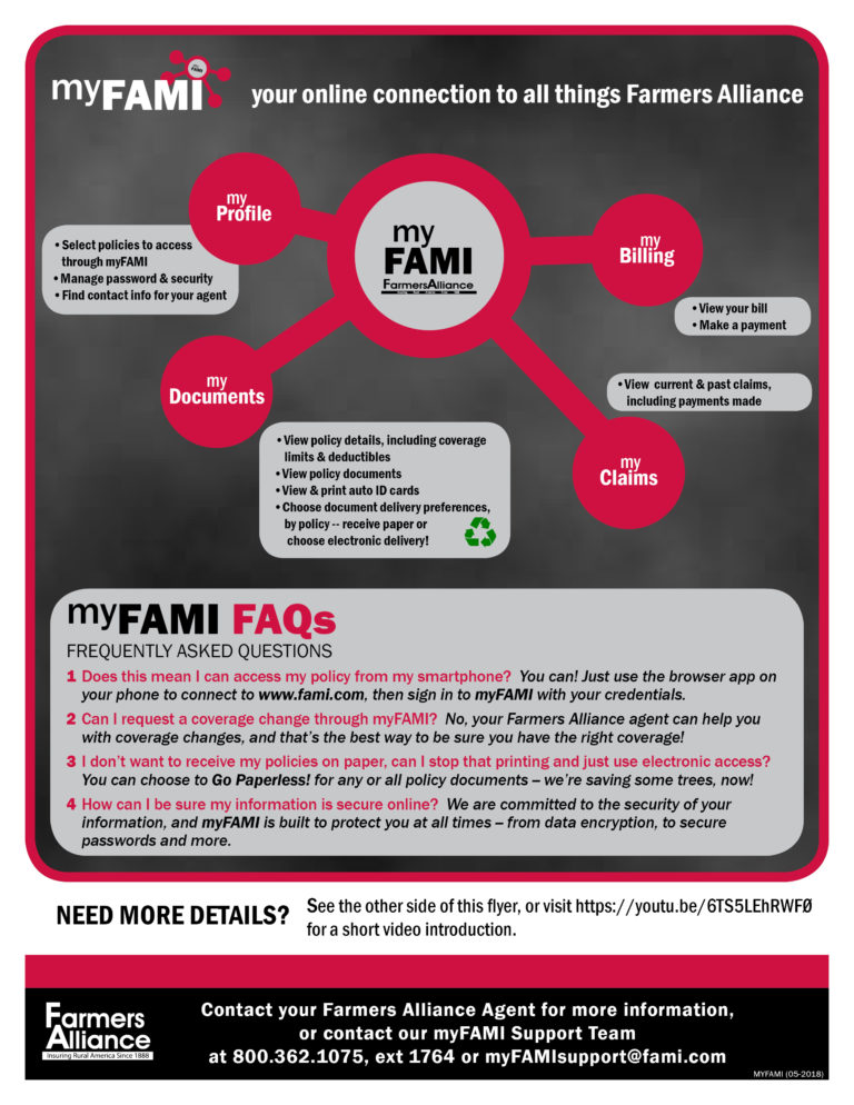 myFAMI - your customer’s online connection to all things Farmers Alliance